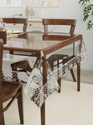 Buy The Home Story Dining Table Cover Silver Lace (4 Seater) Online