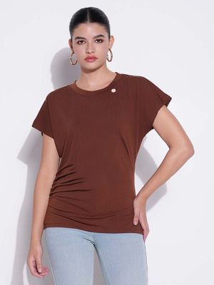 Buy SHOWOFF Basic Women's Brown Solid Top (S) Online