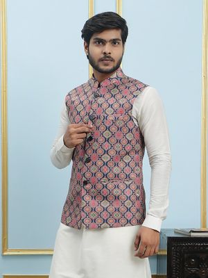 Buy See Designs Men Off White Kurta Pajama & Blue Digital Print Cotton ...