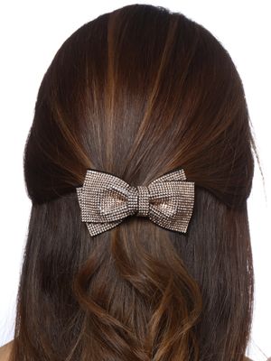 Buy Yellow Chimes Women Gold Crystal Studded Bow Designed French ...