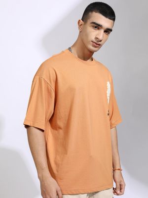 Buy HIGHLANDER Men Rust Embroidered T-Shirt (L) Online