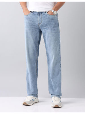 Buy AD By Arvind Relaxed Tapered Fit Mid Rise Jeans Blue (38) Online