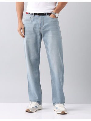 Buy AD By Arvind Relaxed Tapered Fit Mid Rise Jeans Blue (30) Online