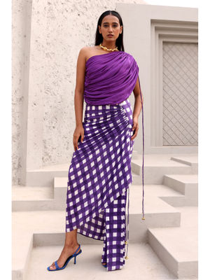 Buy Aapro Label Purple Julia Draped Maxi Dress Online