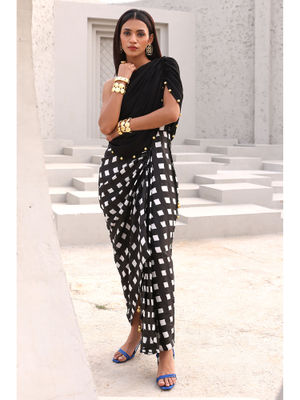 Buy Aapro Label Black Dia draped Maxi Dress online