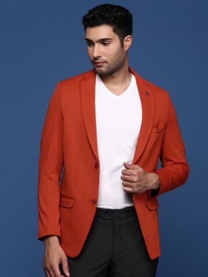Buy SHOWOFF Mens Rust Slim Fit Single Breasted Blazer (S) Online
