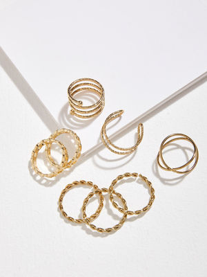 Buy The Label Life Minimal Gold Rings (Pack of 8) online