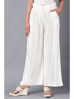 Buy W Black Solid Parallel Pants Online