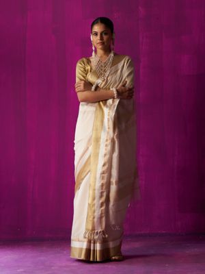 Buy Five Point Five White Woven Amrapali Woven Saree with Unstitched Online