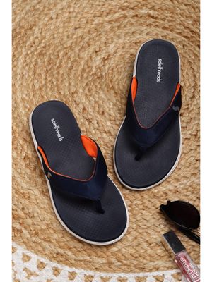 Buy SOLETHREADS Cushy Navy Solid Women Flip Flops Online