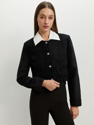 Buy Pomelo Tweed Jacket - Black (XS) Online