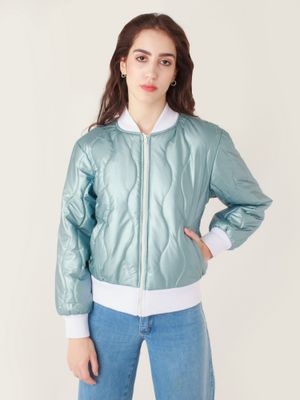 Buy Zink London Women Blue Solid Jacket Online