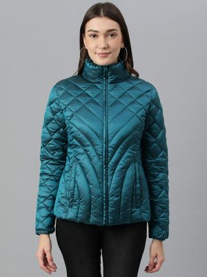 Buy WOODS Women Teal High Neck Jackets Online