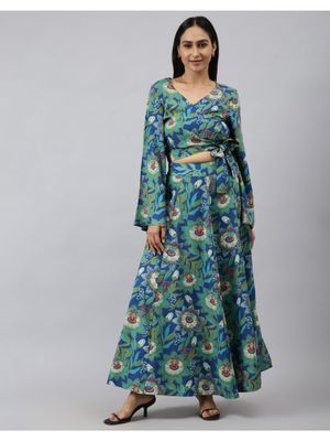 Buy Fabindia FabNu Teal Modal Printed Co-Ord (Set of 2) Online