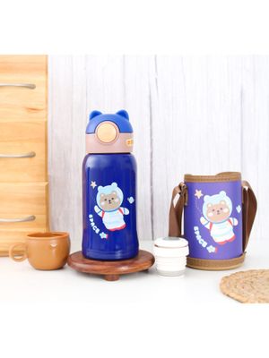 Buy Yellow Bee Stainless Steel Bear Space Flask, Blue - 500Ml Online