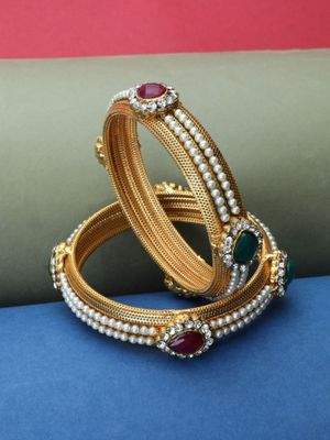 Buy Anika's Creations Designer Gold Plated Pearl and Stone Multi Colour ...