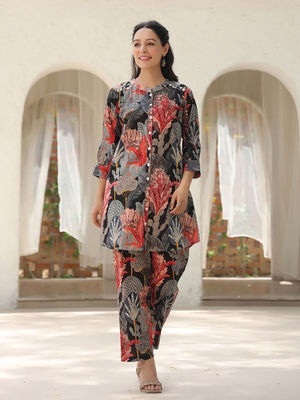 Buy Rain & Rainbow Floral Printed Pure Cotton Co-Ord (Set of 2) (S) Online