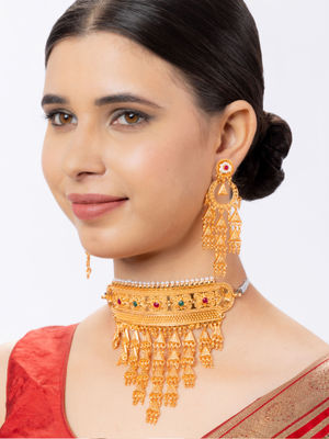 Buy Niscka 24K Gold Plated Traditional Rajputi AAD Multi-Color Necklace ...