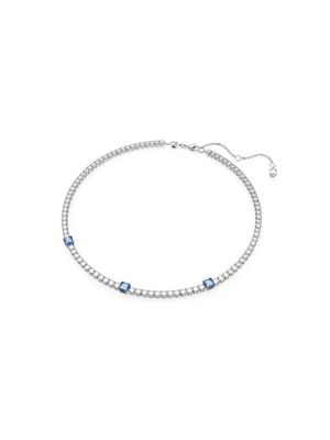 Buy SWAROVSKI Matrix Tennis Necklace, Mixed Cuts, Blue, Rhodium Plated ...