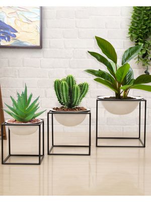 Buy Homesake Metal Planters Indoor 3 Pieces Cube Base Black Online
