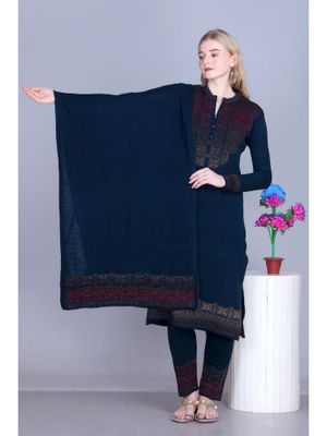 Buy Montrex Blue Full Sleeve V Neck Kurti with Pant and Dupatta (M) Online