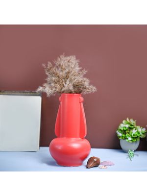 Buy Voncasa Ceramic Red color Plain Pattern Flower Vase for Living Room ...