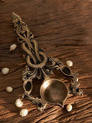 Buy DecorTwist Brass Aarti Havan Chammach, Spoon, Harathi with ...