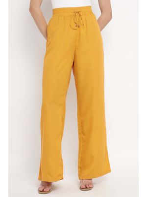 Buy Diana Gallesi Mustard Relaxed Wide-Leg Pant (40) Online