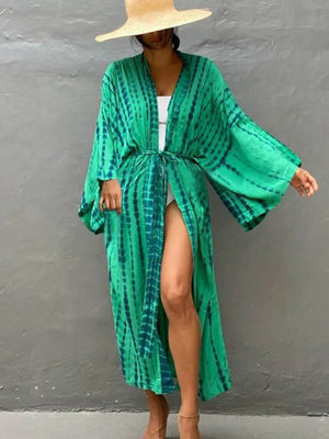 Buy Addery Green Tie & Dye Beach Cover Up Jacket (Set of 2) Online