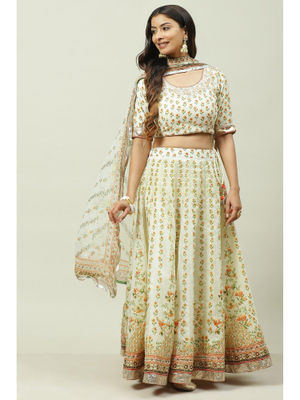 Biba Top and Skirt set : Buy Biba Cream Relaxed Lehenga Set (Set of 3 ...