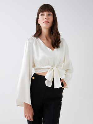 Buy LC WAIKIKI Ivory Solid Printed Top Online