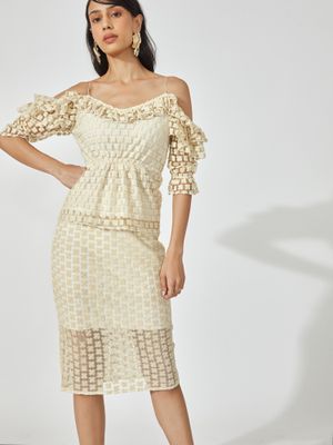 Buy The Label Life Ivory Embroidered Cold Shoulder Tops Online