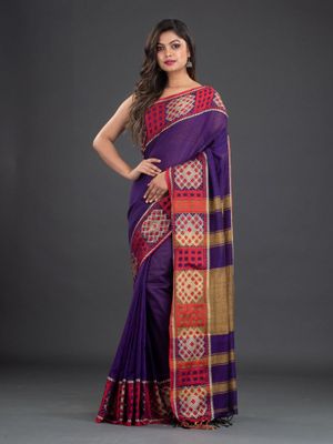 Arhi Handloom Sarees : Buy Arhi Violet Pure Cotton Handwoven Soft Saree ...
