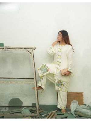 Buy October Cloud Handpainted Silk Co-Ord Set Online