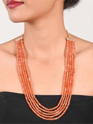 Buy Ratnavali Jewels Five Layer Orange Colour Real Onyx Stone Beads ...