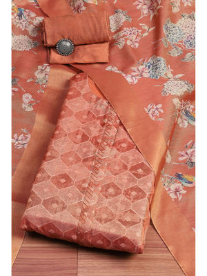 Buy Biba Women's Rust Tissue Digital Print Unstitched Suit (Set of 3 ...