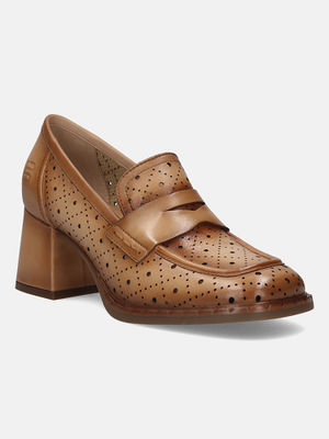 Buy BAGATT Scala Brown Leather Womens Block Heel Loafers Online