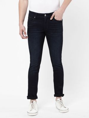 Buy Wrangler Men Solid Navy Blue Jeans Online
