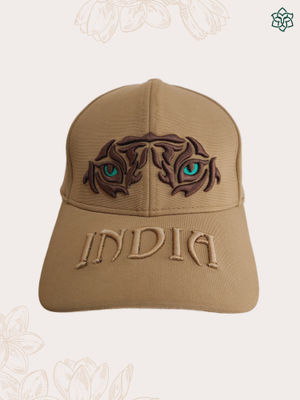 Buy Maatir Beige Embroidered India Tiger Premium Baseball Cap Online