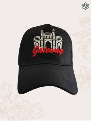 Buy Maatir Navy Blue Embroidered Mumbai Gateway Premium Baseball Cap Online