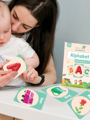Buy Baby Moo Alphabet A To Z 26 Flash Cards - Green, Peach Online