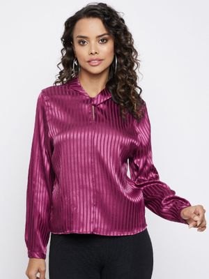 Buy Madame Women Plum Textile Top Online
