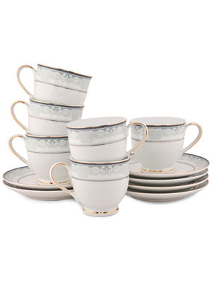 Buy HITKARI POTTERIES Porcelain 15205 Cups & Saucer Set For 6 Premium ...