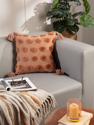 Buy Twig & Twine Vivid Cotton Polka Peach Cushion Cover Online