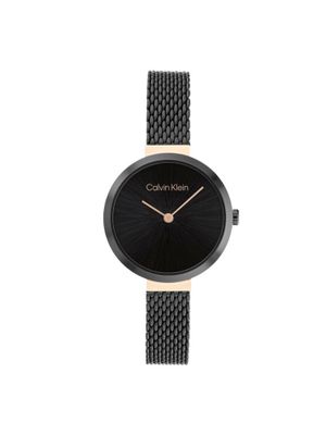 Buy Calvin Klein Minimalistic T Bar Mesh Quartz Black Round Dial Womens ...