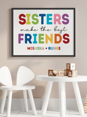 Buy My Kids Wall Sisters Make The Best Friends Wall Art (Framed)-Black ...