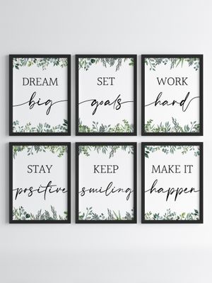Buy My Kids Wall Study Room Motivational Wall Art (Set of 6)-Black ...