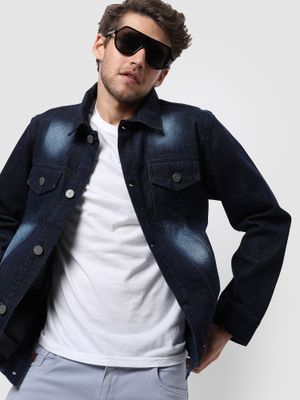 Buy Campus Sutra Solid Full Sleeve Winter Denim Jacket Online