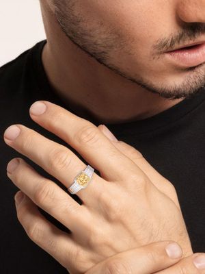 Buy GIVA Sterling Silver and Golden Majestic Ring for Mens Online