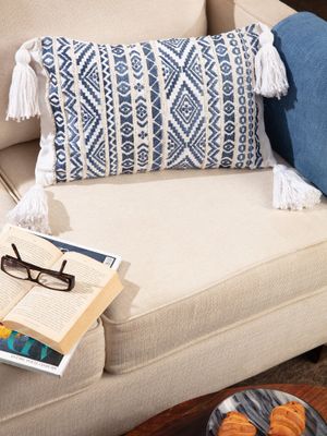 Buy Twig & Twine Azul Cotton Navy Emb Cushion Cover Online